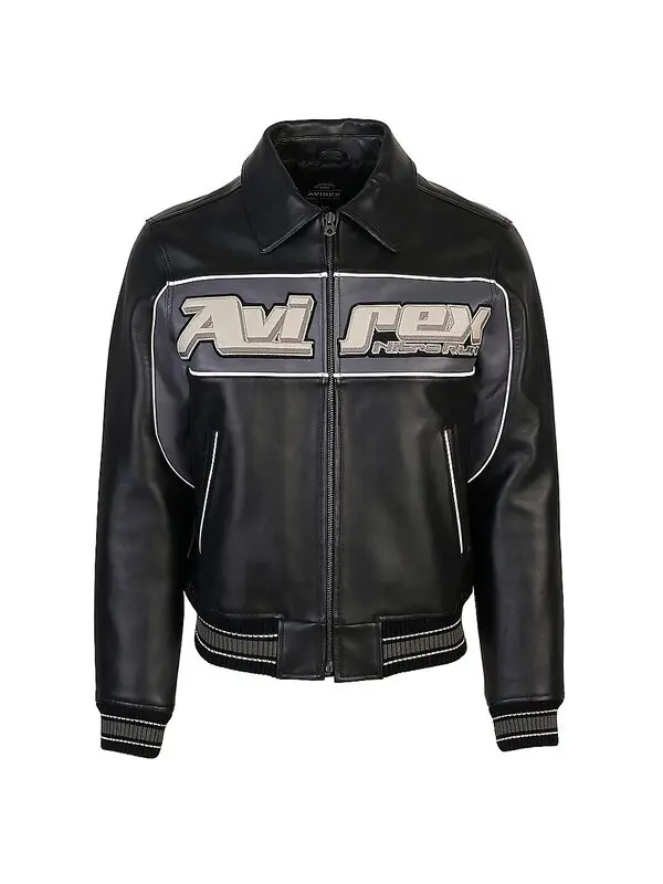Avirex Nitro-Run Leather Jacket - Jet Black | Editorialist